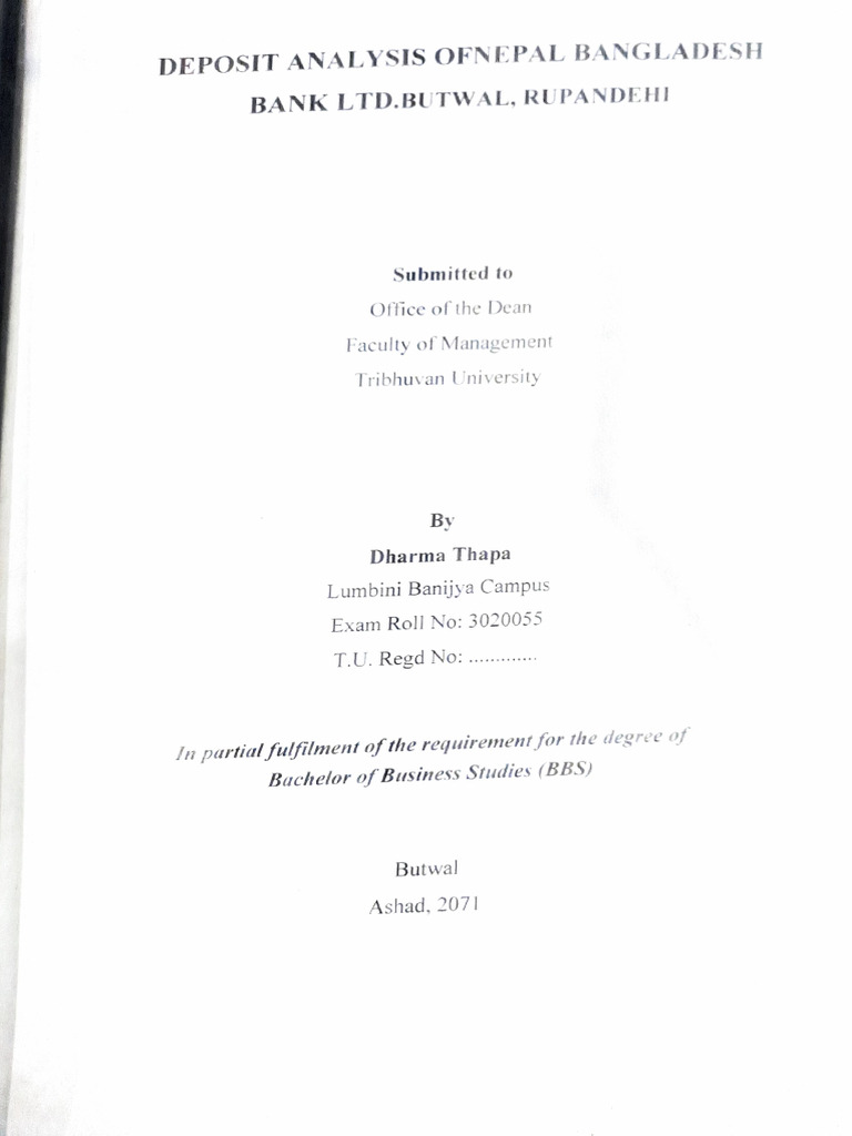 Deposit Analysis of Nepal Bangladesh Bank | PDF | Banks | Deposit Account