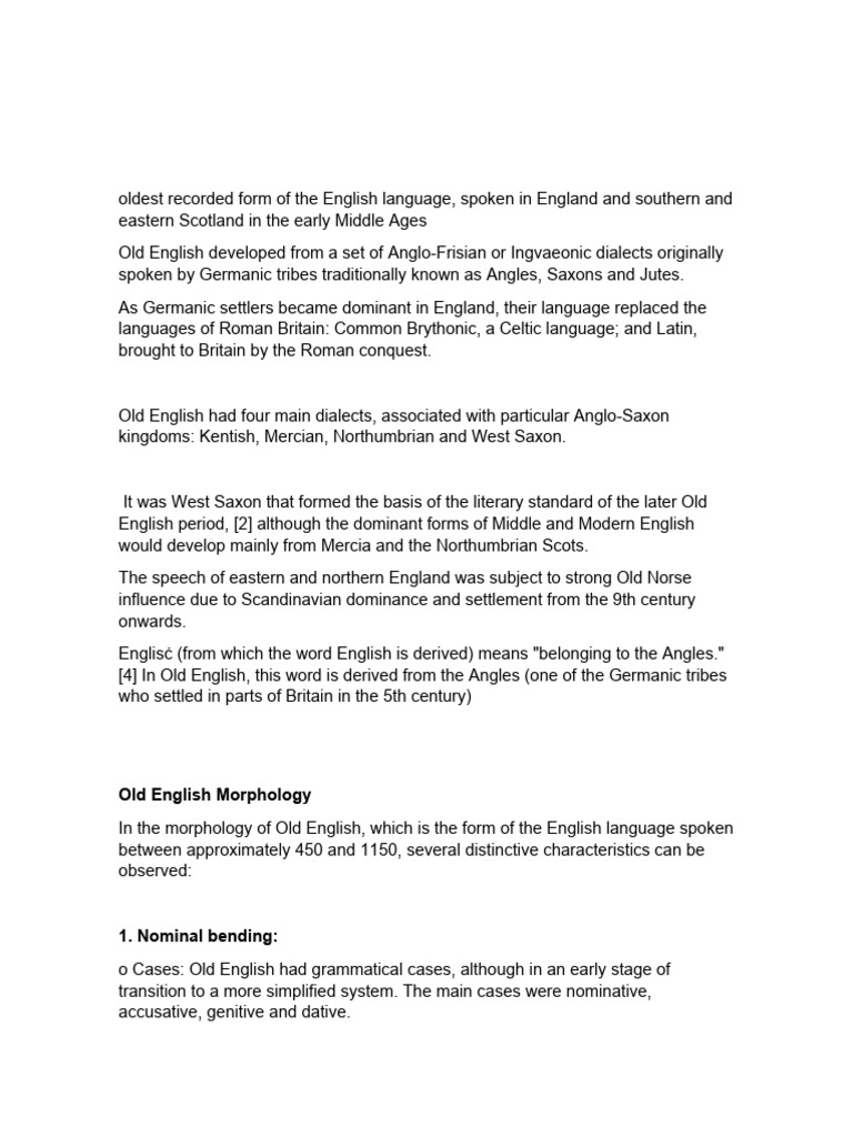 Old English | PDF | English Language | Grammatical Number