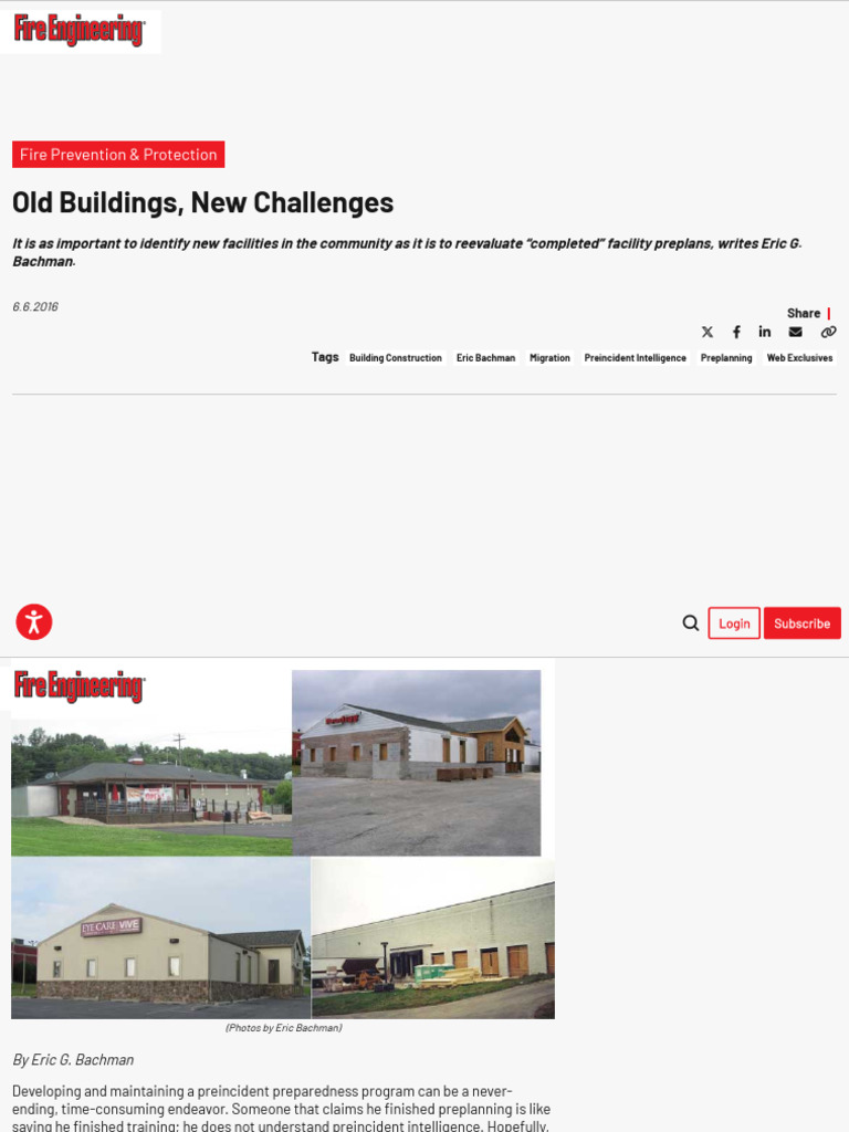 Old Buildings, New Challenges - Firefighter Training and Preplanning ...