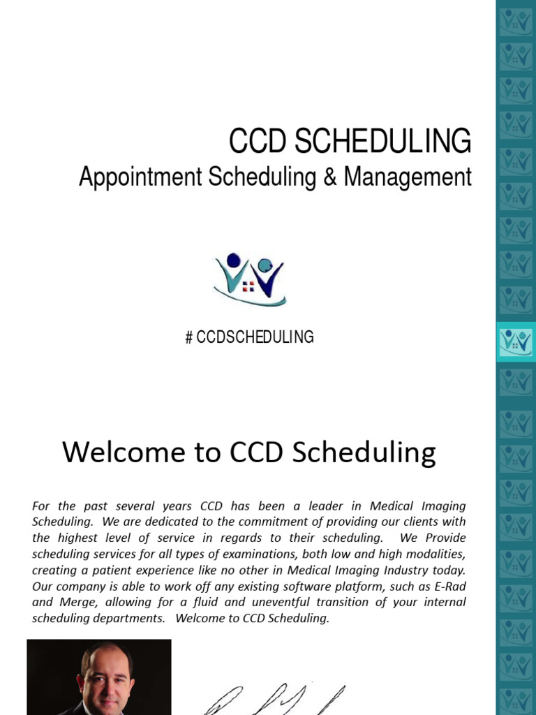 CCD Scheduling Presentation | PDF | Patient | Social Programs