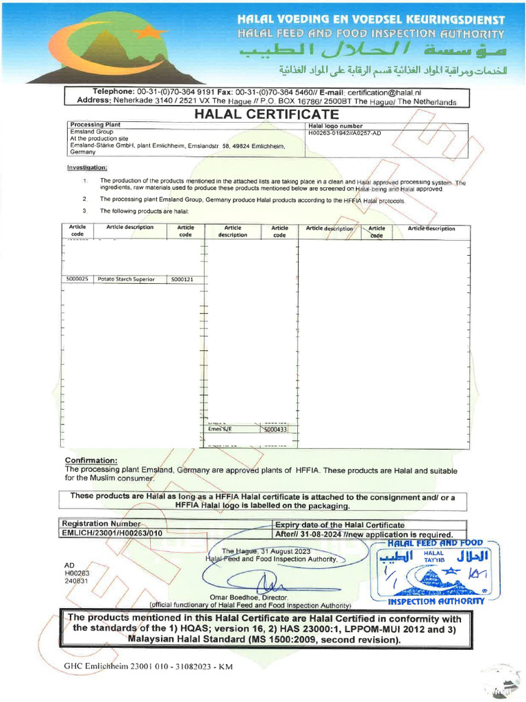 Sertifikat Halal Emes EE - Halal Certif Exp Agustus 2024 | PDF