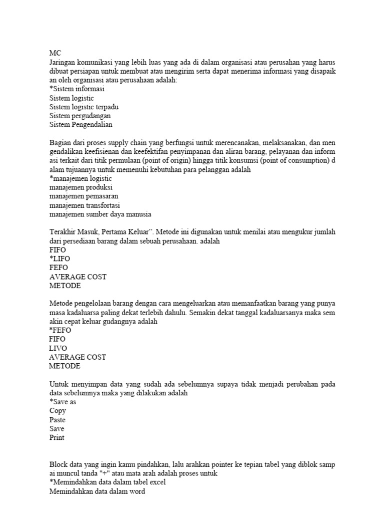 Soal Pat Manlog 2024 | PDF