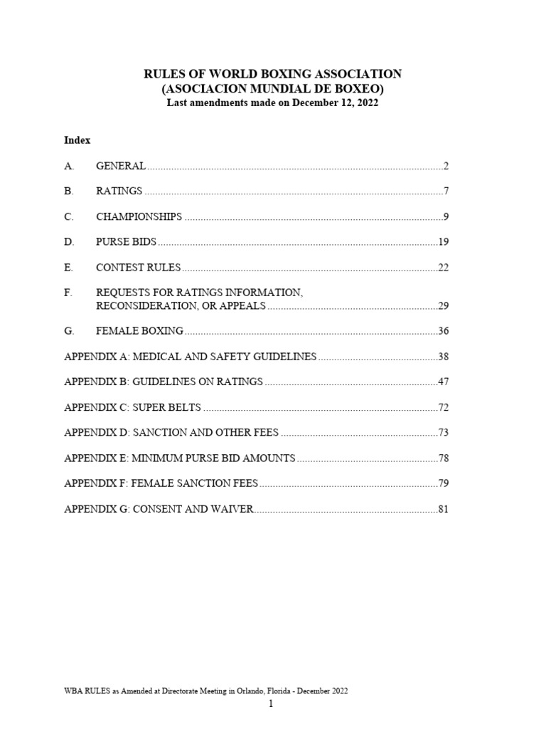 WBA-Rules-11 08 2023 | PDF | Finance & Money Management