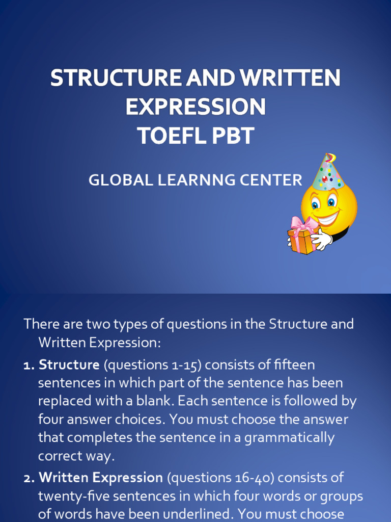 TOEFL Structure and Written Expression Guide | PDF | Subject (Grammar ...