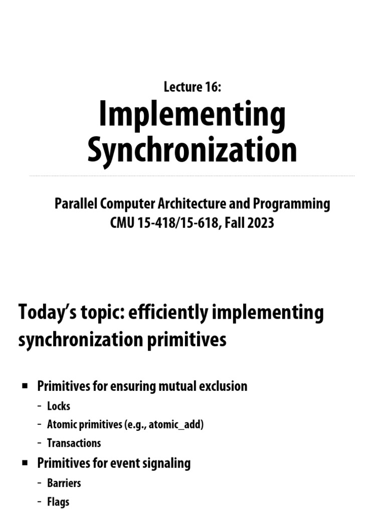 16 Synchronization Pdf Operating System Technology Computer