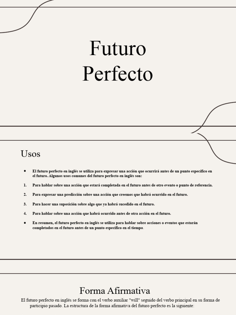 Futuro Perfecto | PDF | Verbo | Mecánica del lenguaje