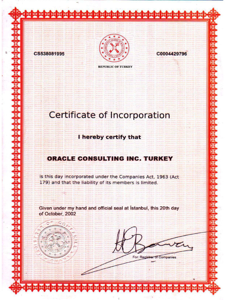 Certificate of Incorparation | PDF