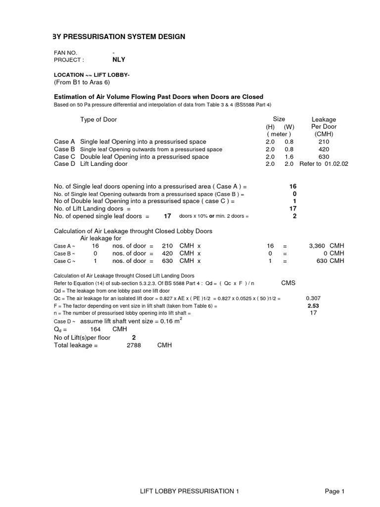 Lift Lobby - Calculation | PDF | Lift (Force) | Applied And ...