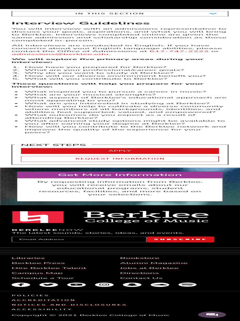 Interview Guidelines Berklee | PDF