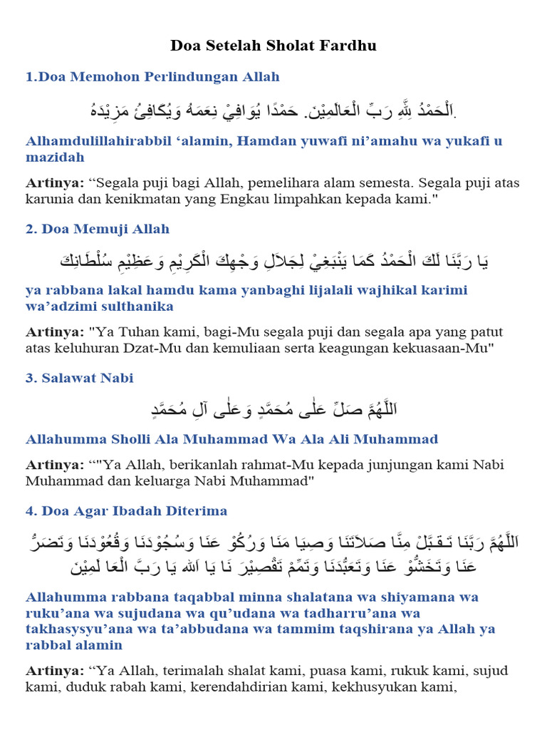 Doa Setelah Sholat Fardhu | PDF | Agama & Spiritualitas