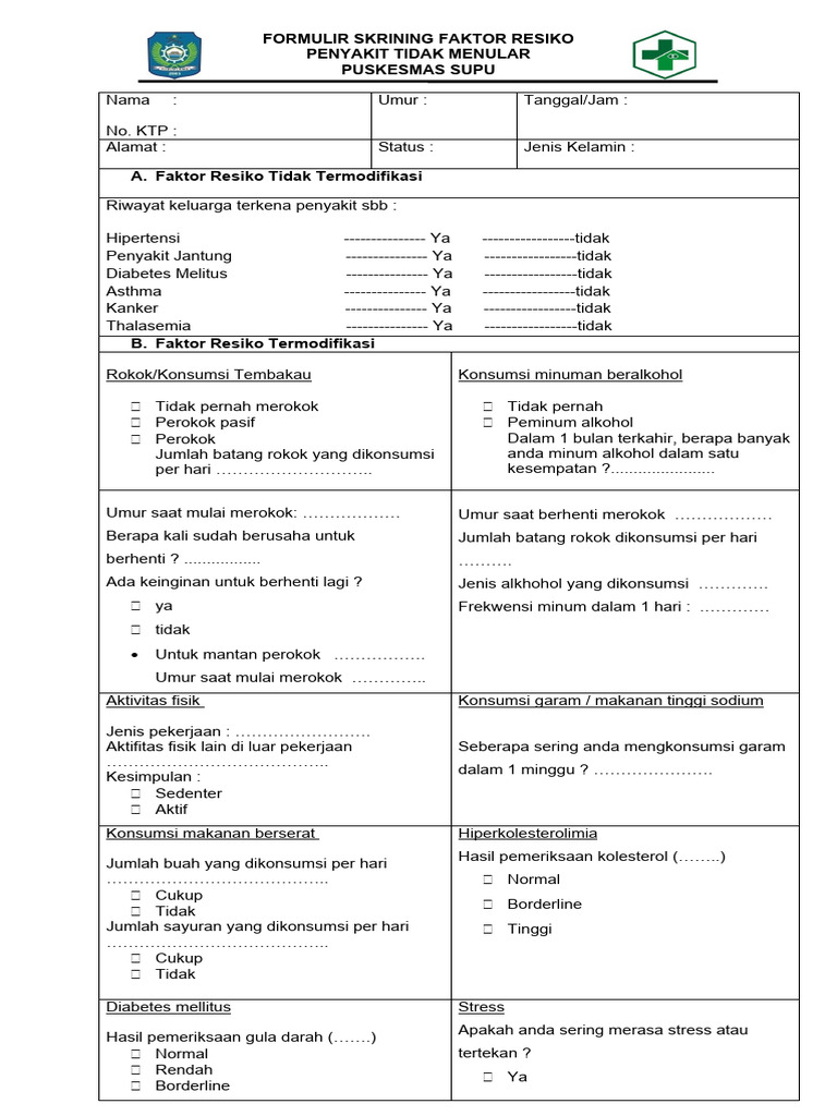 formulir skrining PTM | PDF
