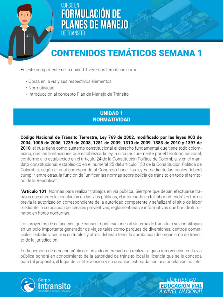 Curso Planes de Manejo de Tránsito | PDF