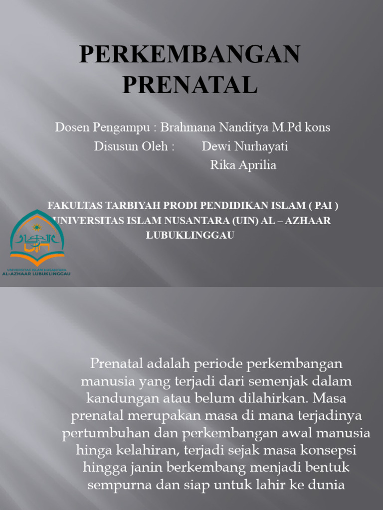Perkembangan Masa Prenatal dan Faktornya | PDF | Kesehatan Holistik