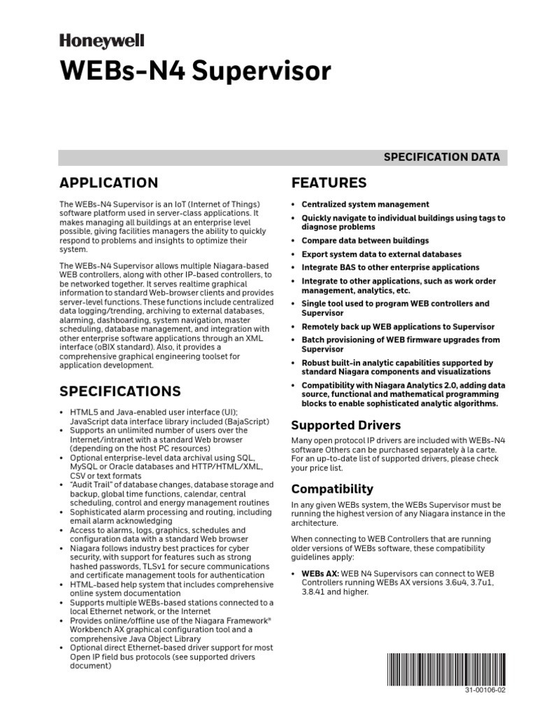 20 - WEBS-N4 Supervisor (31-00106) | PDF | World Wide Web | Internet & Web