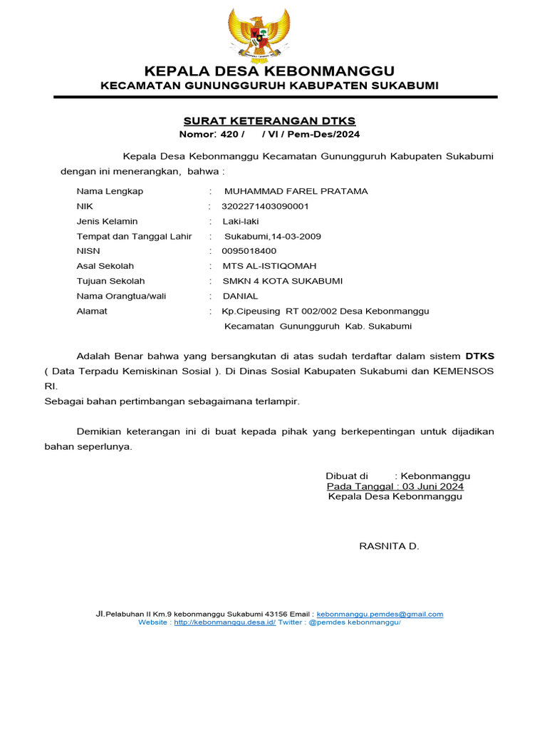 Surat Keterangan Dtks | PDF
