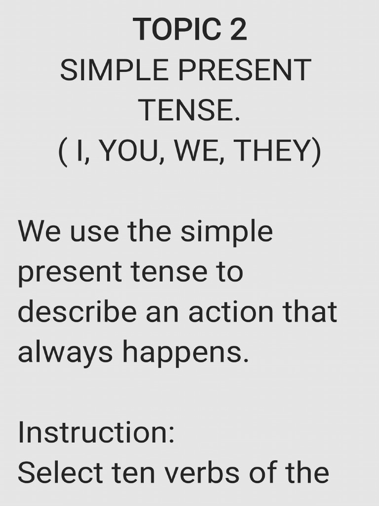 Simple Present Tense. (I, You, We, They) | PDF