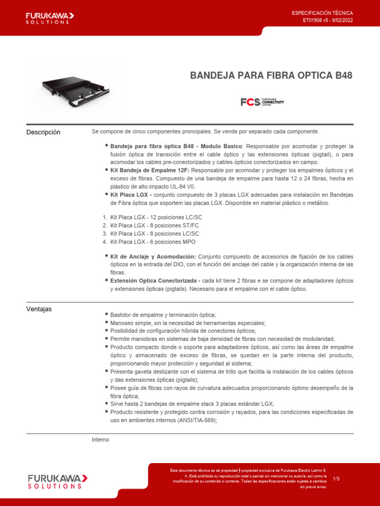 Pyhm-El-Hdd-000-001 Bandeja Odf para Fibra Óptica-B48 | PDF | Fibra óptica | Conector eléctrico