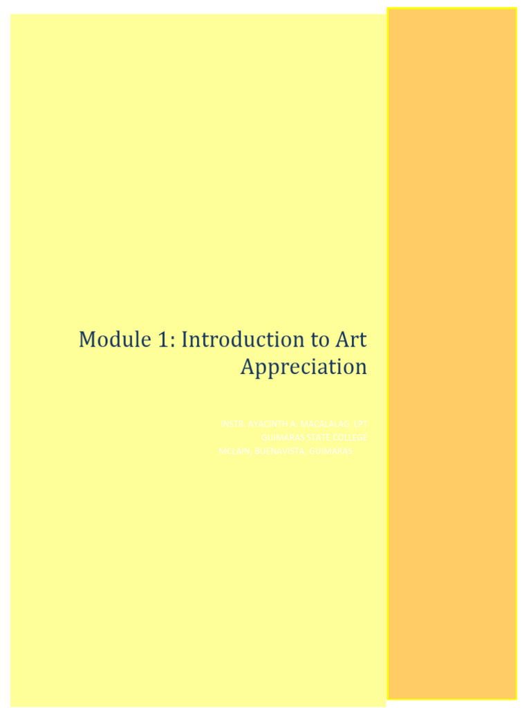 Lesson 1-Module 1 Art Appreciation | PDF | Experience | Thought