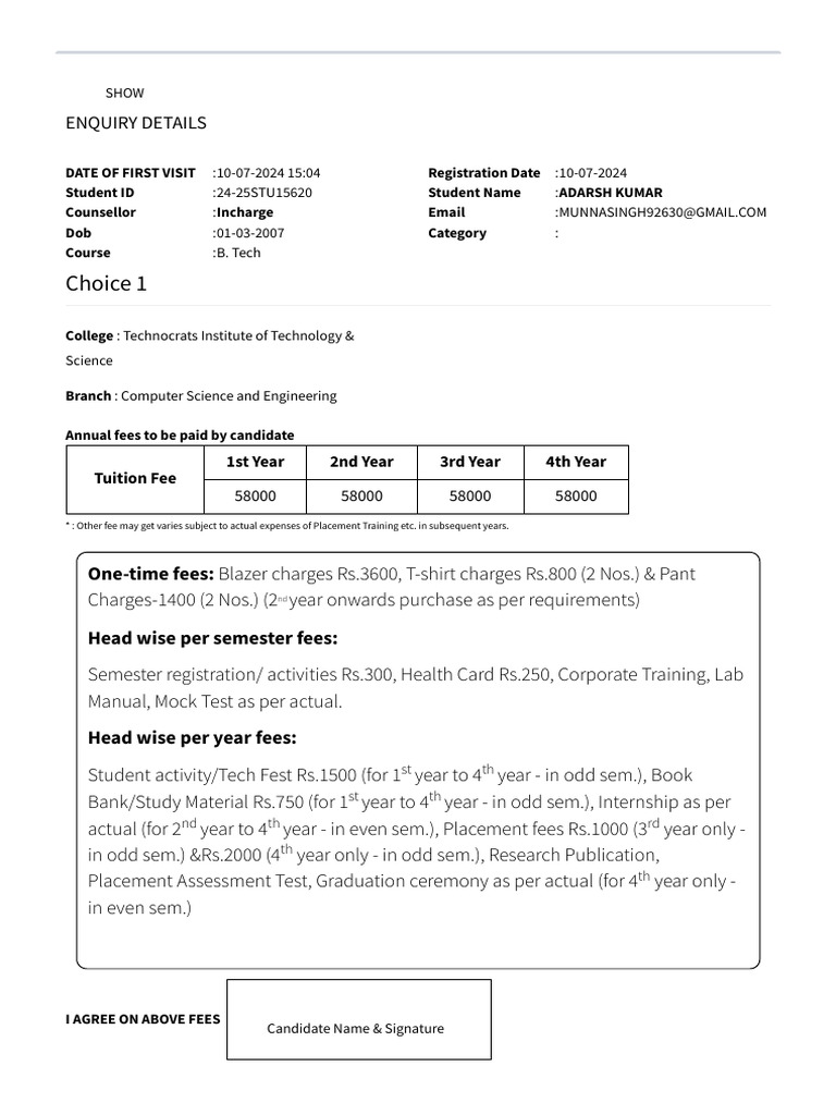 Adarsh B.tech | PDF | Fee Adarsh B.tech | PDF | Fee