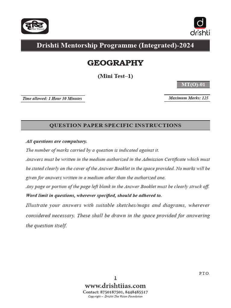 Geography Ques. Paper | Download Free PDF | Geography | Nature