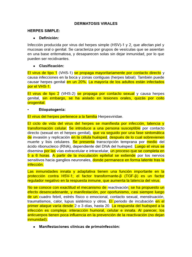 Dermatosis Virales: Herpes Simple | PDF | Virus | Especialidades Medicas