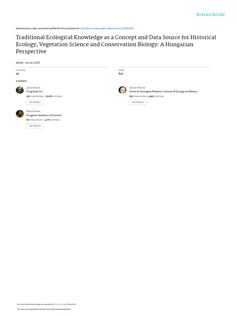 Traditional Ecological Knowledge As A Concept and | PDF | Ecology ...
