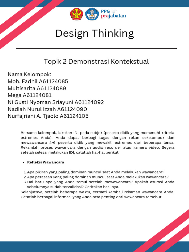 Topik 2 Demonstrasi Kontekstual - Design Thingking PDF | PDF | Seni & Disiplin Bahasa