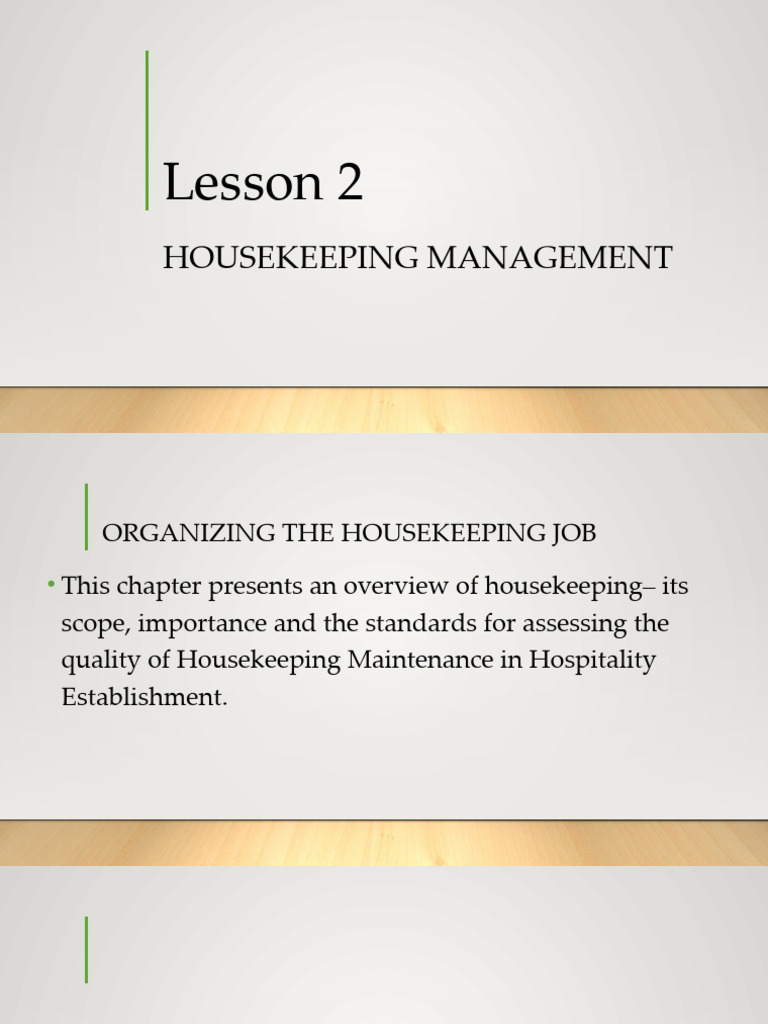 Lesson 2 and 3 Housekeeping | PDF | Housekeeping | Vacuum Cleaner