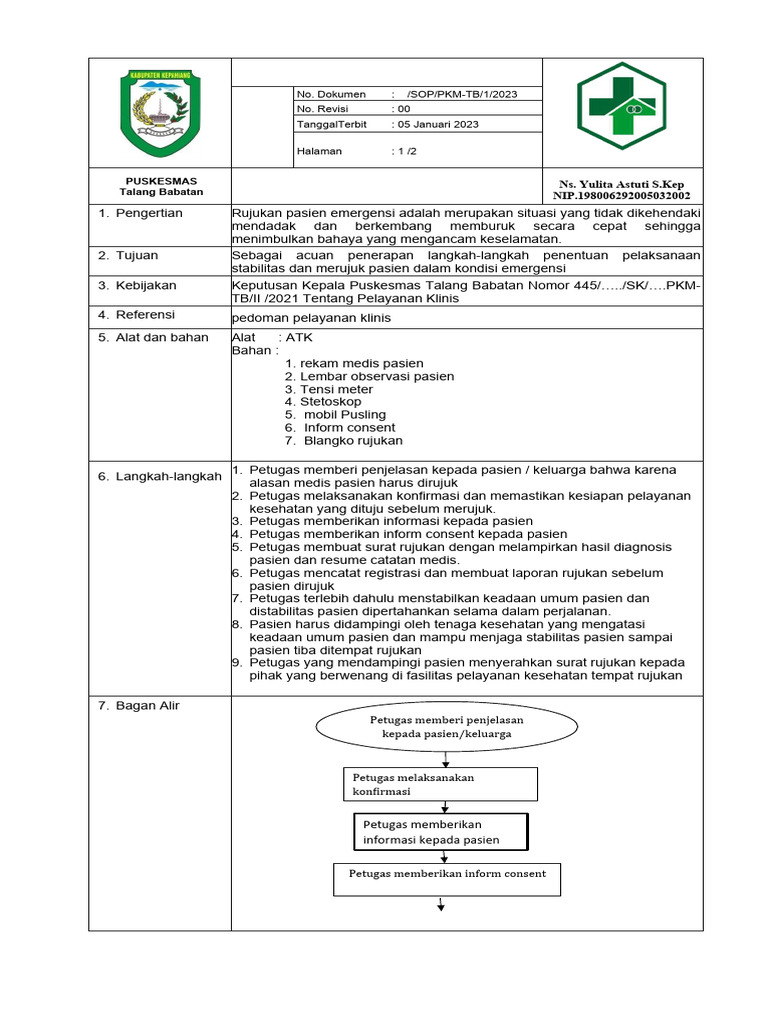 SOP Rujukan Pasien Emergensi | PDF