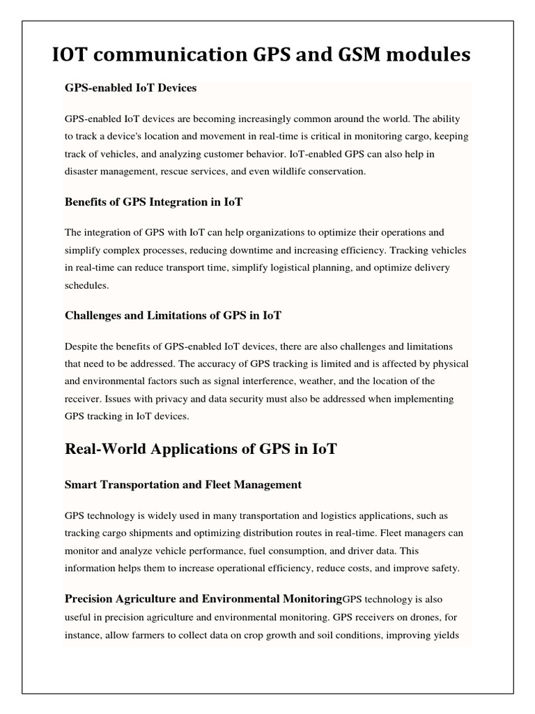 IOT Communication GPS and GSM Modules | PDF | Internet Of Things ...
