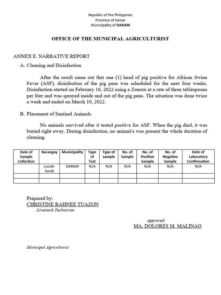 ASF Narrative Report | PDF