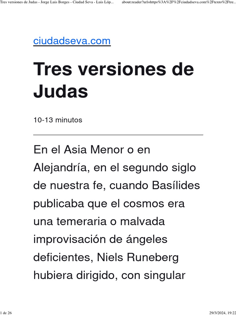 Tres Versiones de Judas - Jorge Luis Borges - Ciudad Seva - Luis López ...