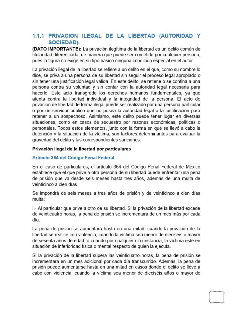 Privacion Ilegal de La Libertad | PDF | Violación | Secuestro