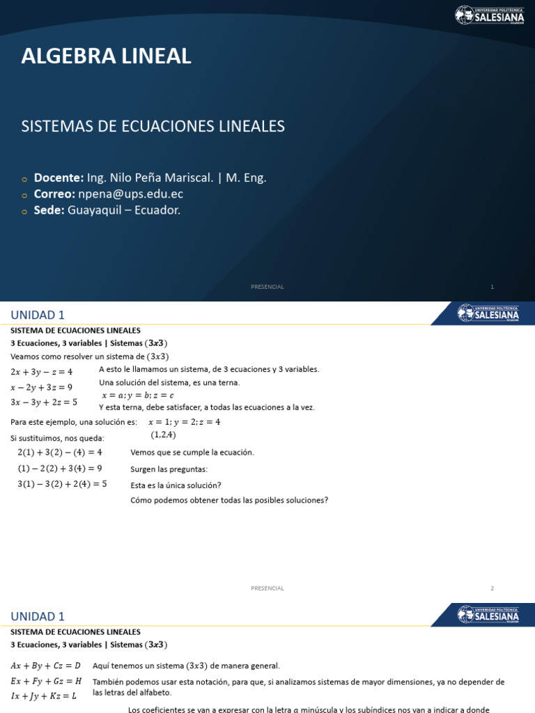 Clase7 Ecuaciones | PDF | Ecuaciones | Matriz (Matemáticas)