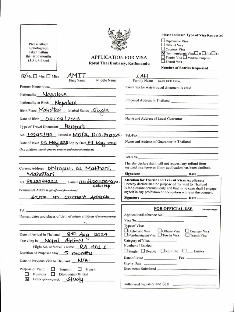 Visa Form | PDF | Travel Visa | International Law