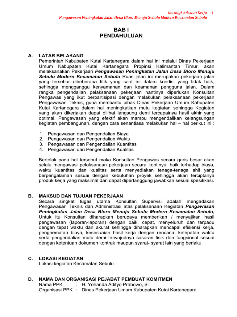 KAK PwsBloroSbl Modern | PDF | Teknologi & Rekayasa