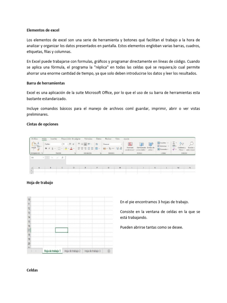 U2 A1 Elementos de excel | PDF | Microsoft Excel | Hoja de cálculo