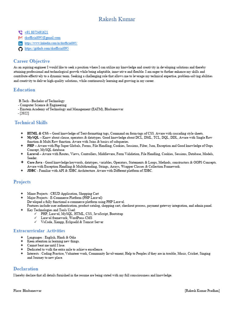 CV RK | PDF | Php | Http Cookie