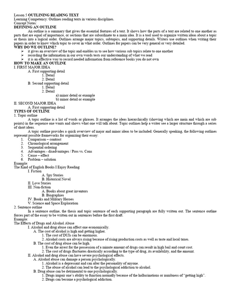 Lesson 5 OUTLINING READING TEXT | PDF | Bullying | Air Pollution