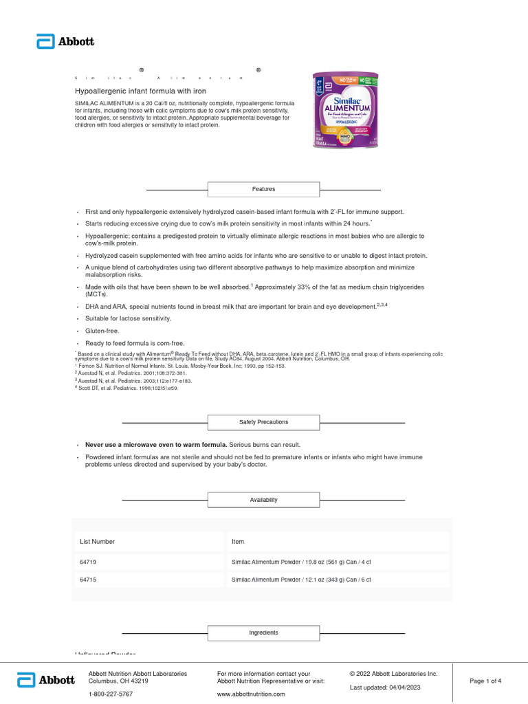 Similac® Alimentum® | PDF | Breast Milk | Sodium