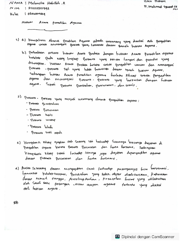 UTS Hukum Acara Peradilan Agama - Melandra Habillah Anintya ...