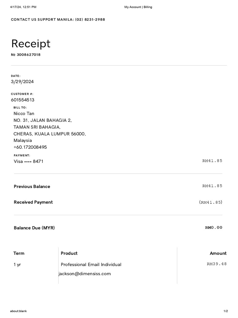 My Account - Billing 1 | PDF