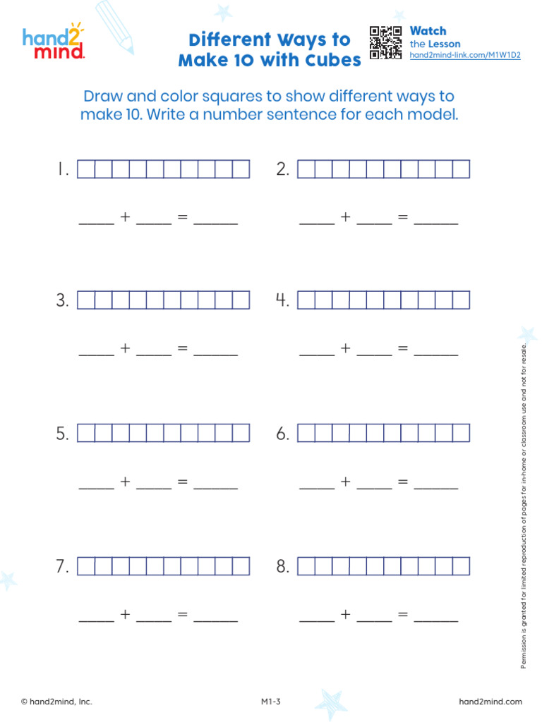 Grade 1 Math Different Ways to Make 10 With Cubes | PDF