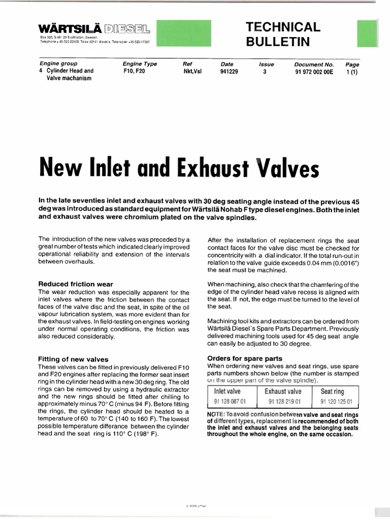 NOHAB - New Inlet and Exhaust Valve | PDF