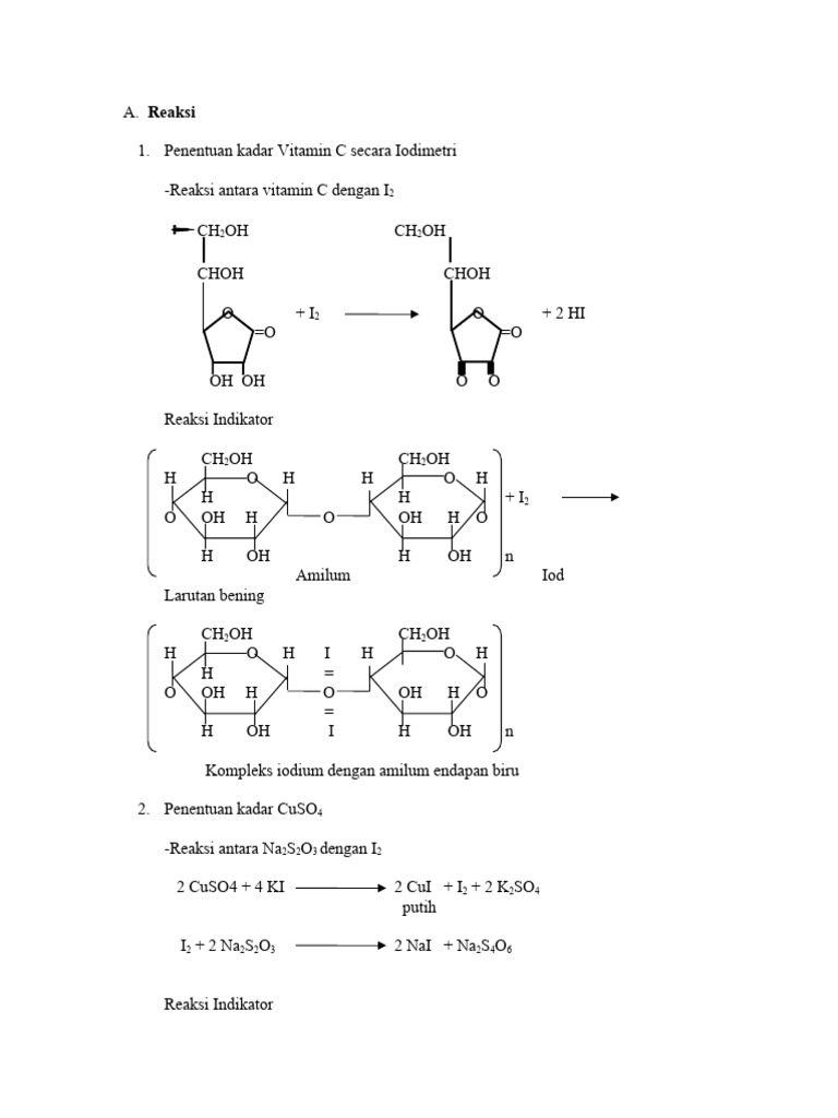Mekanisme Reaksi Vit C Dan CuSO4 | PDF