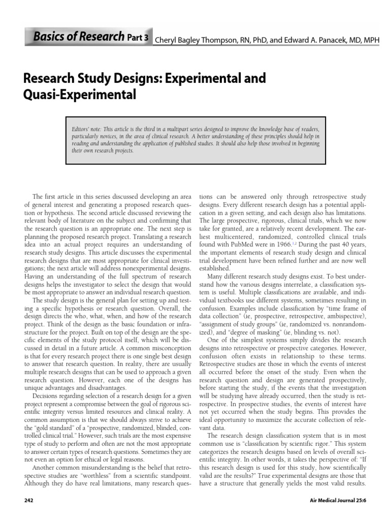 Understanding Experimental Research Designs | PDF | Cohort Study | Experiment