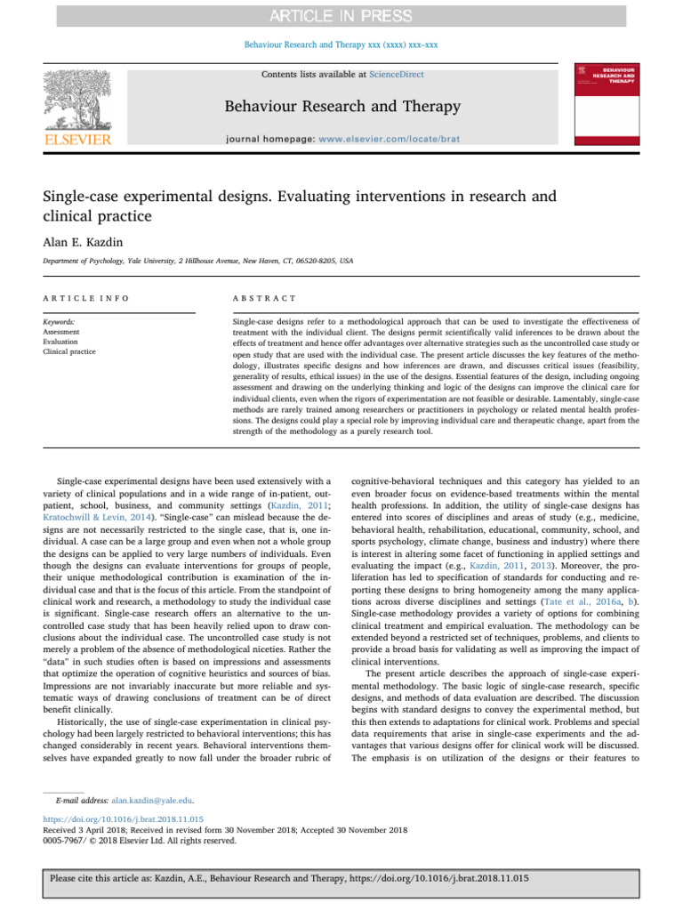 Single-Case Experimental Designs. Evaluating Interventions in Research ...