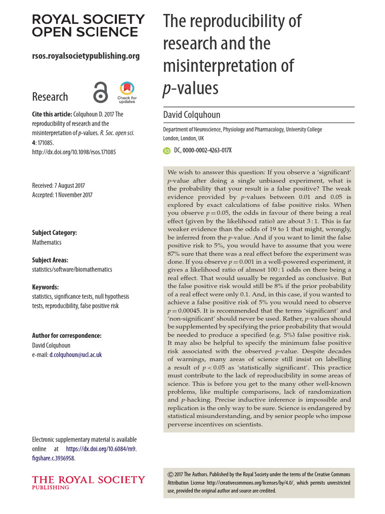 Understanding P-Values and False Positives | PDF | P Value | Type I And Type Ii Errors
