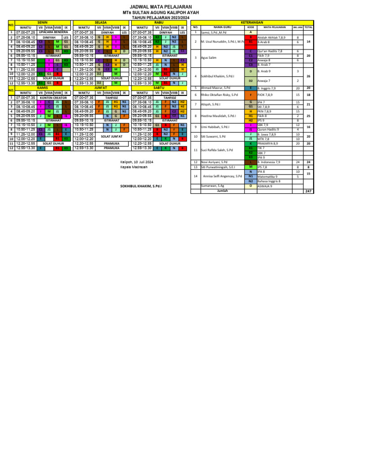 Draft Jadwal - MTS - 2023-2024 | PDF