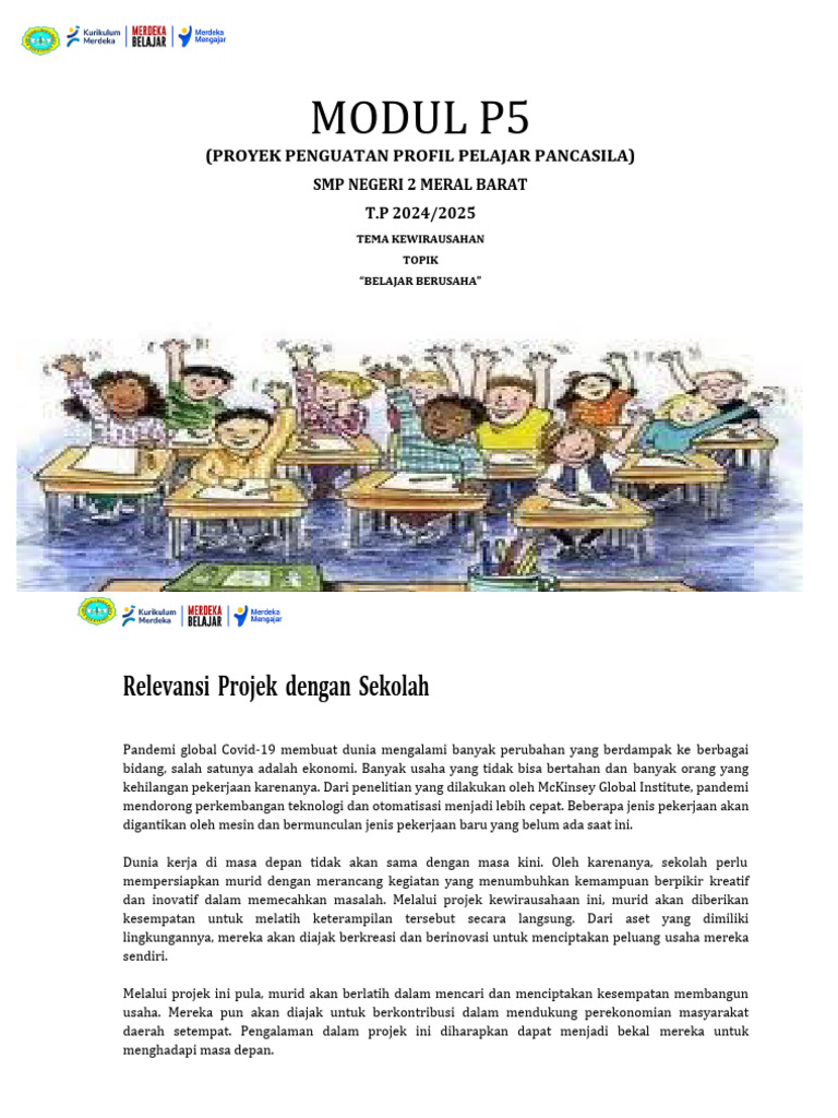 Contoh Modul P5 SMP Fase D Tema Kewiraus | PDF | Karier & Perkembangan ...